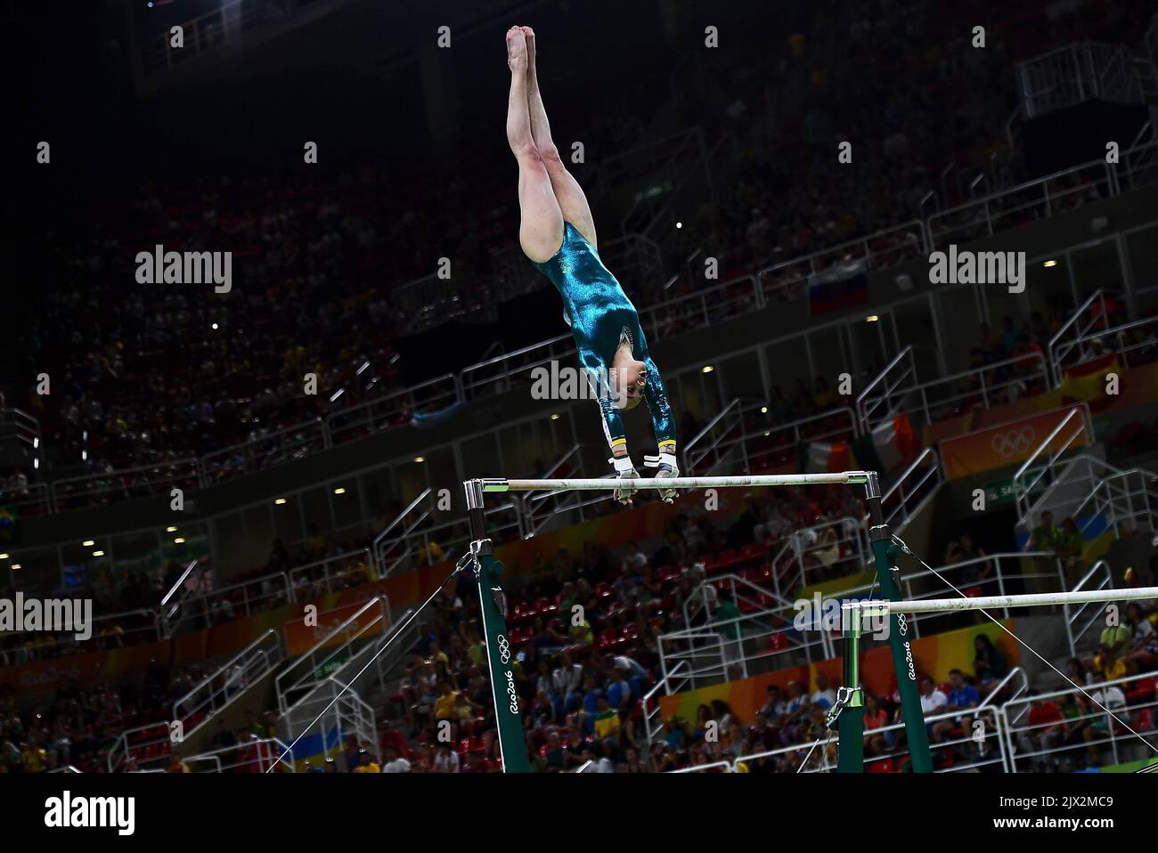 Australian gymnast Larrissa Miller performs on the uneven bars during ...