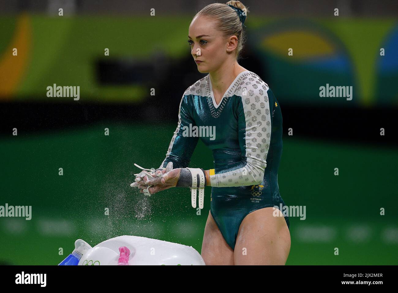 Australian gymnast Larrissa Miller performs on the floor during the ...