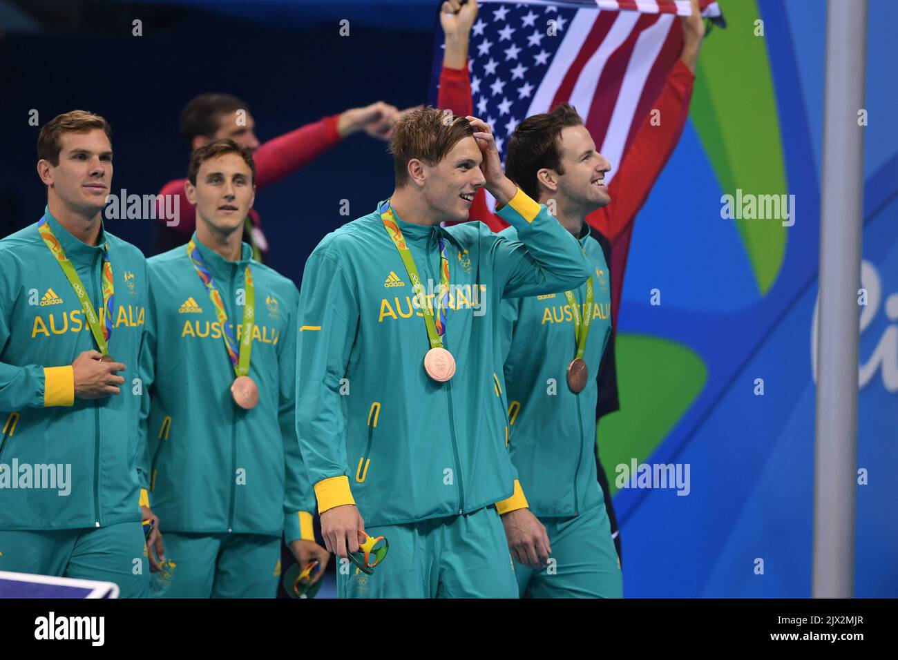 Australian swimming team members James Roberts, Cameron McEvoy, Kyle ...