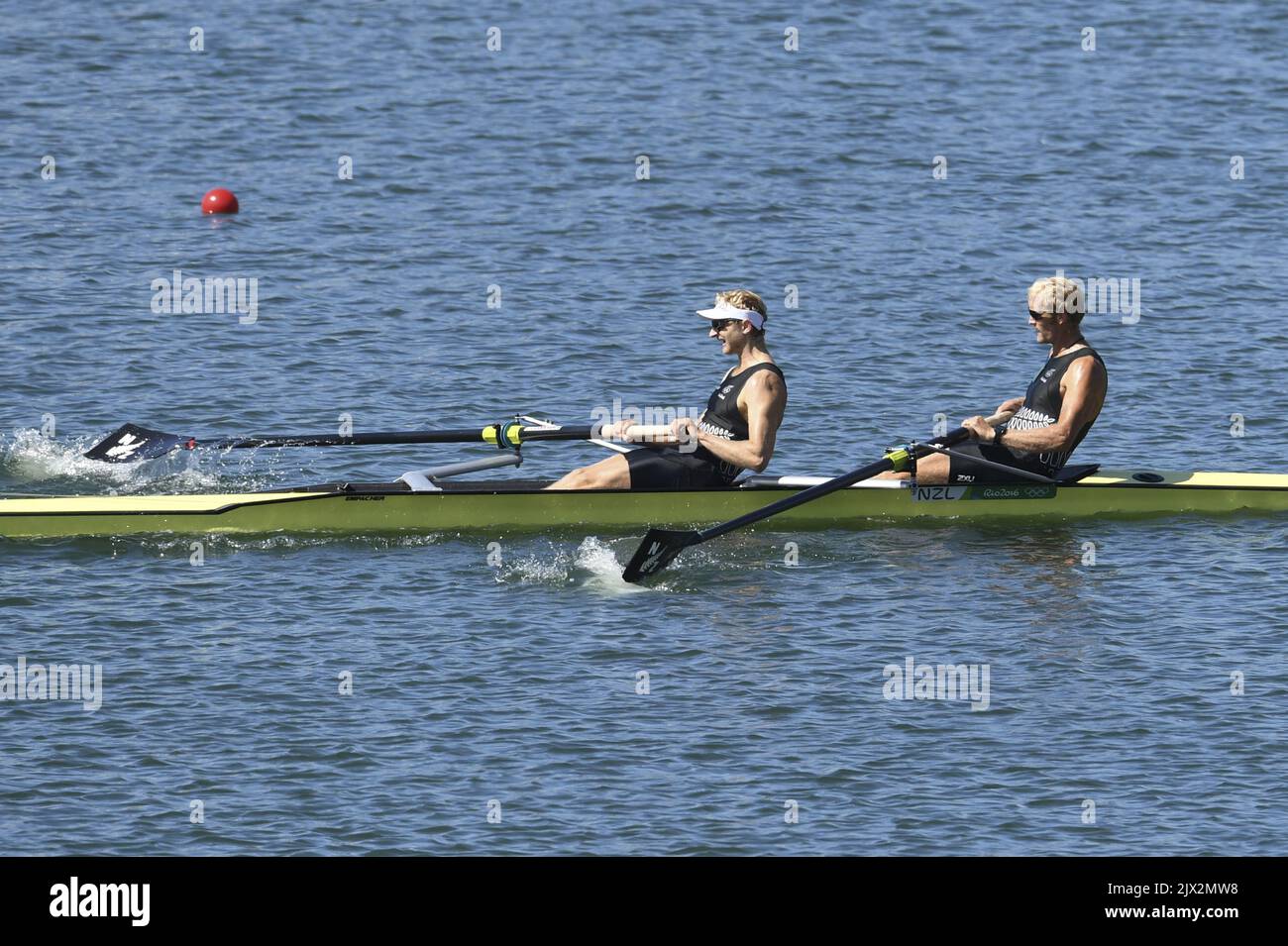 Eric Murray and Hamish Bond of New Zealand in action during the Men's ...