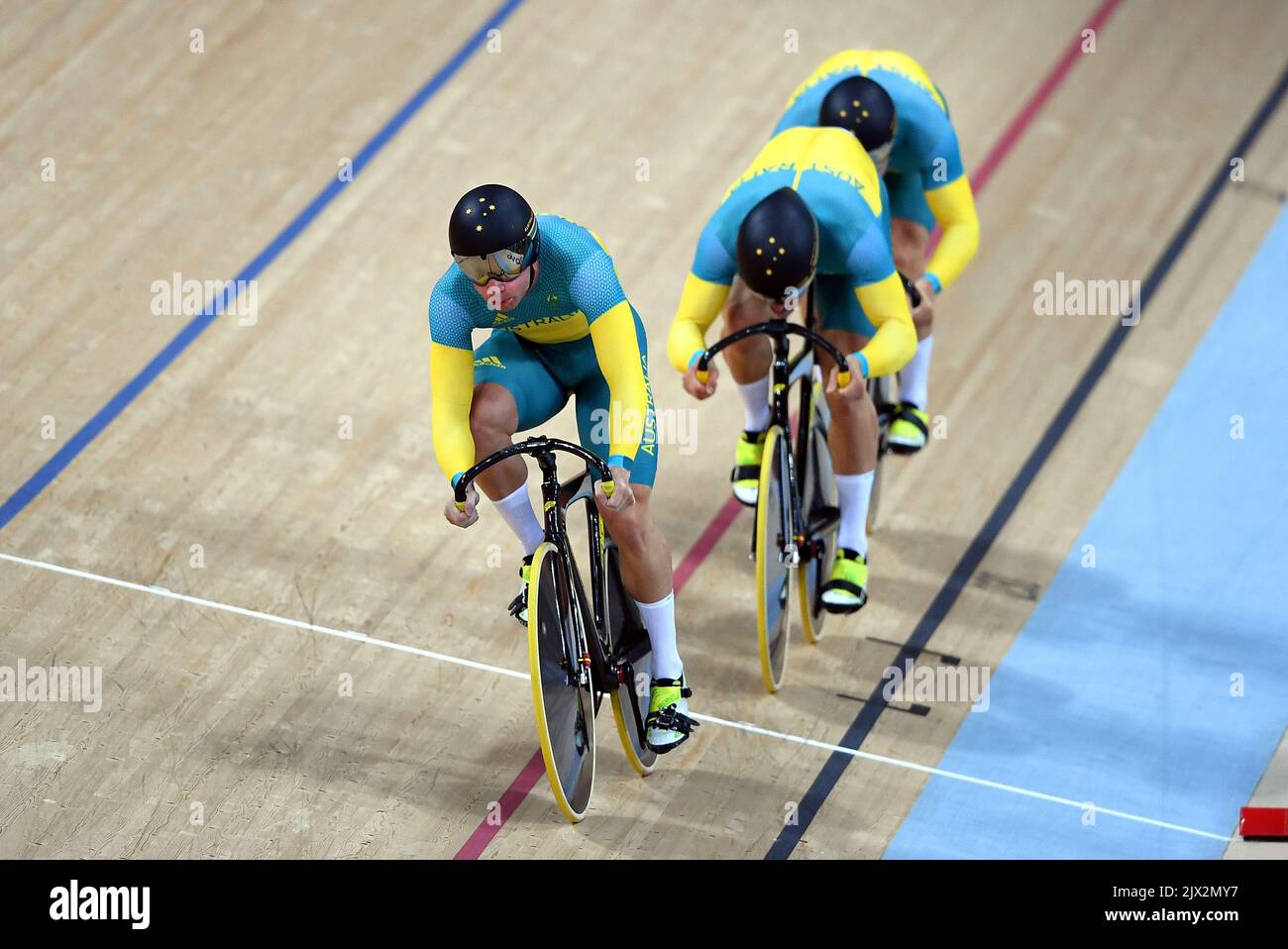 Australian Cycling teammember Nathan Hart leads Patrick Constable ...