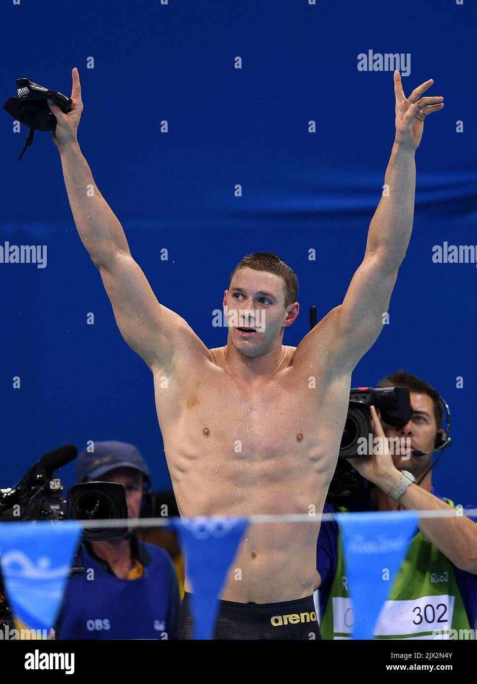 Ryan Murphy of the United States celebrates his win of the Men's 200m ...