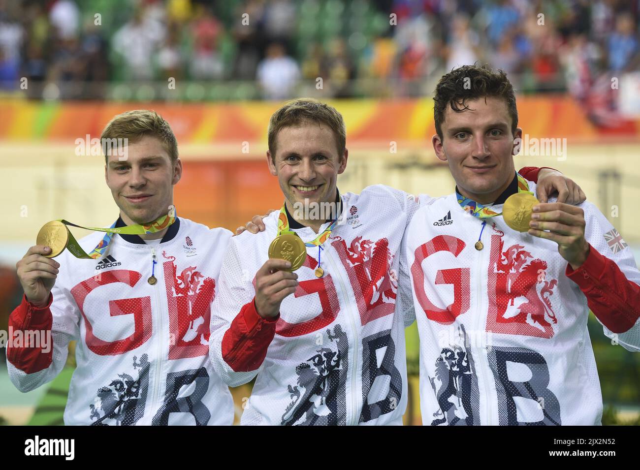 Philip Hundes, Jason Kenny and Callum Skinner of Great Britain pose for ...