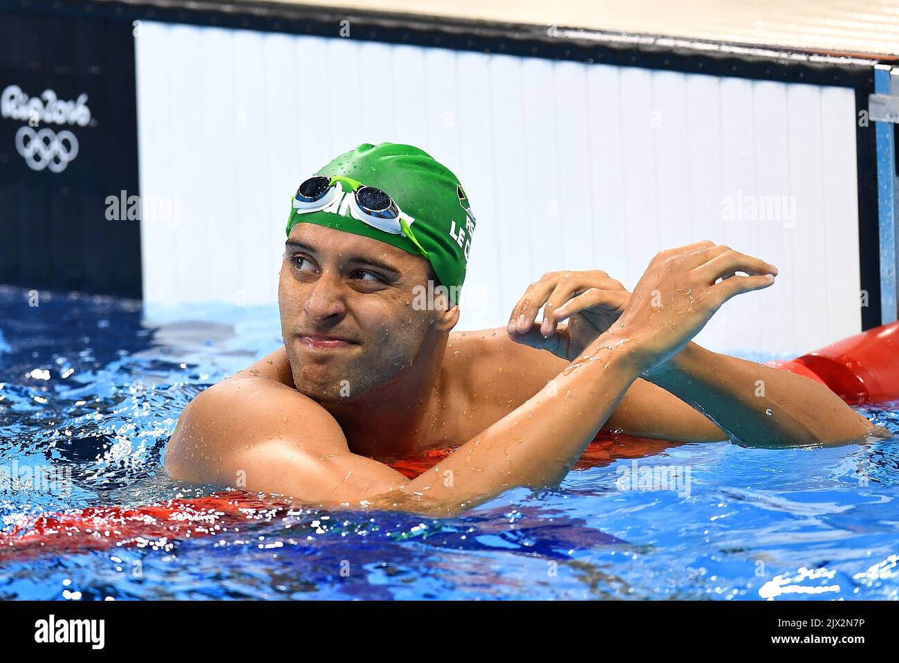Chad Guy Bertrand le Clos of Russia reacts after the Men's 100m ...