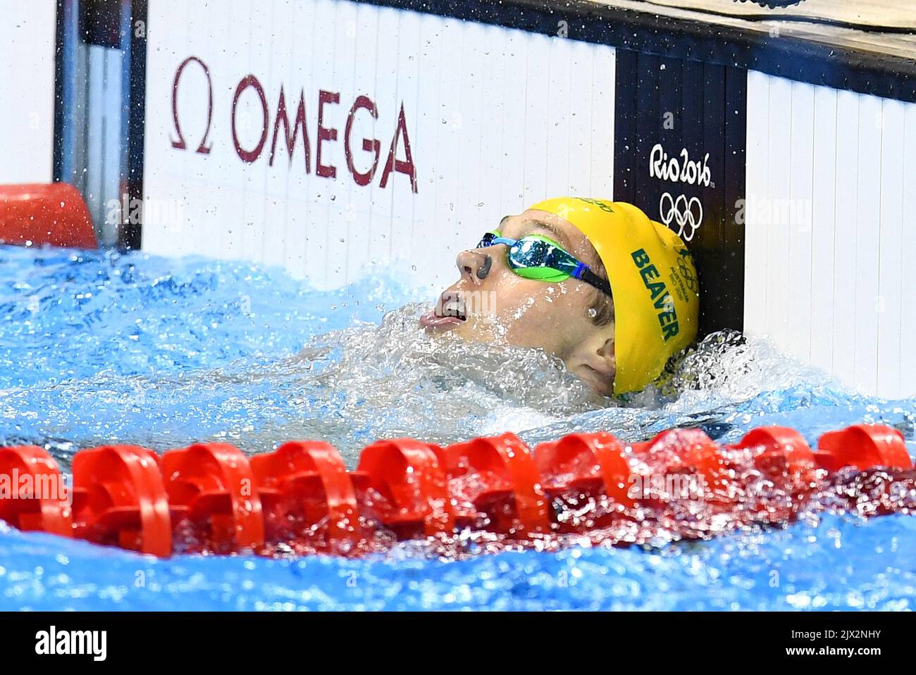 Josh Beaver of Australia in action during Men's 200m Backstroke semi ...