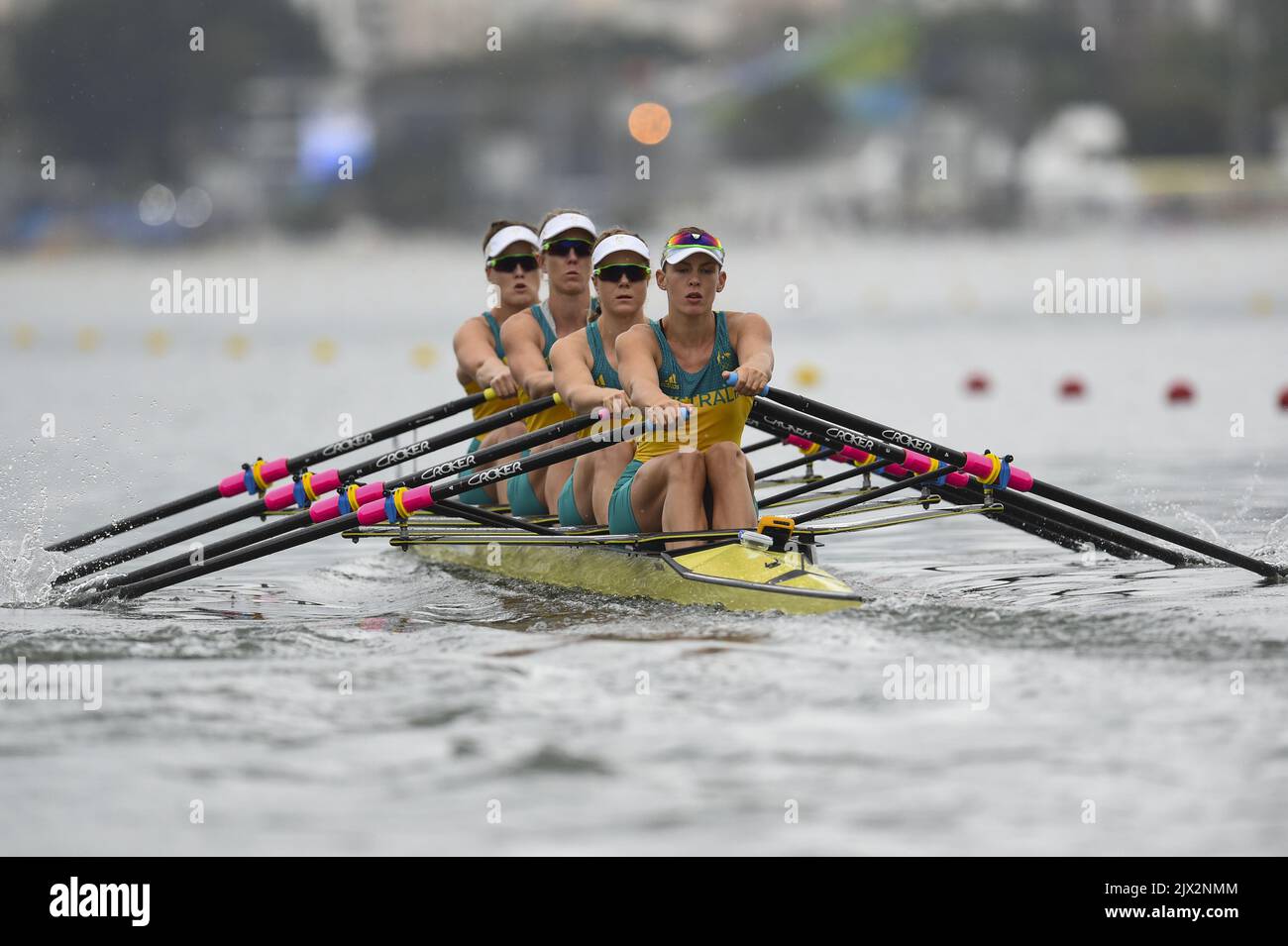 The Women's Quadruple scull team of Australia in action during the Heat ...