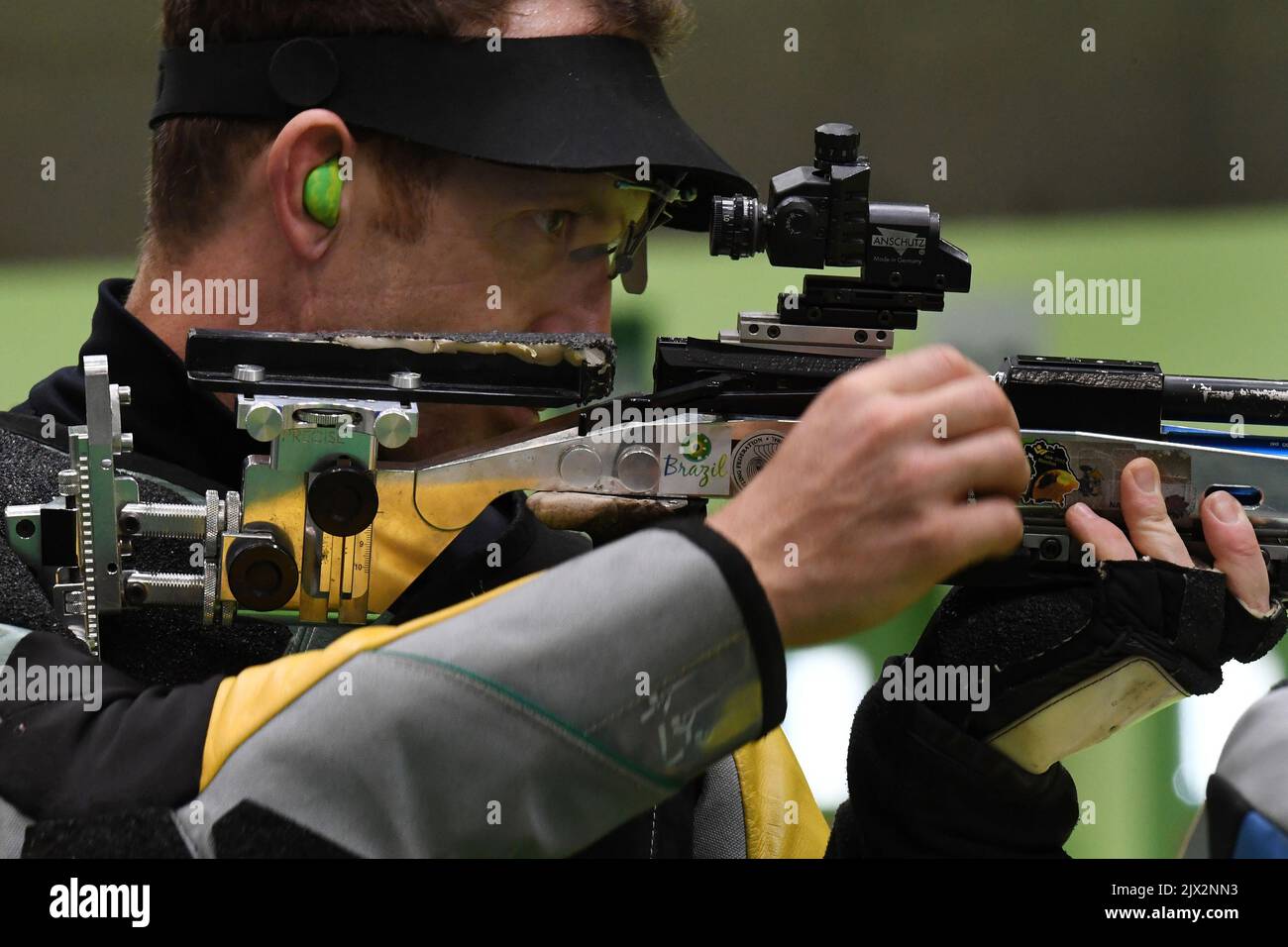Australia's Dane Sampson competing in the Men's 10m Air Rifle ...