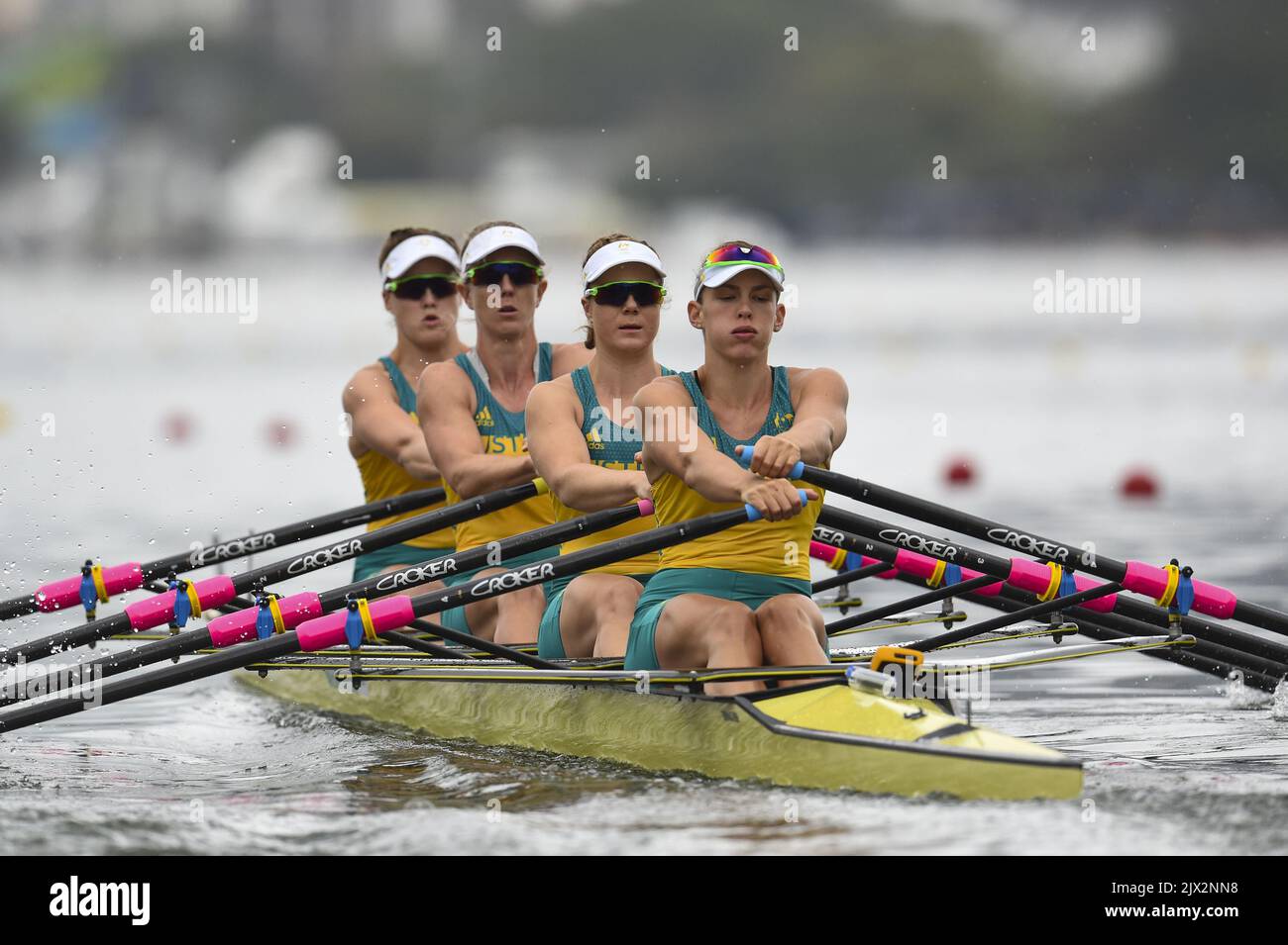 The Women's Quadruple scull team of Australia in action during the Heat ...