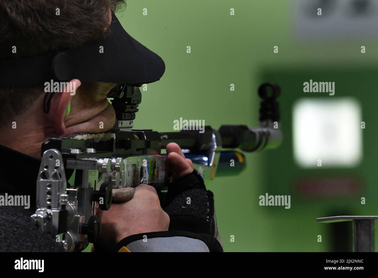 Australia's Dane Sampson competing in the Men's 10m Air Rifle ...