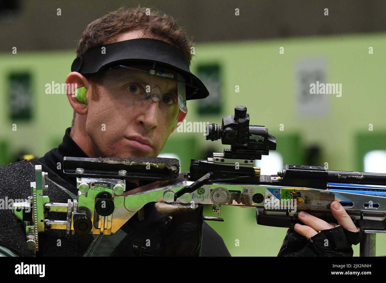 Australia's Dane Sampson competing in the Men's 10m Air Rifle ...