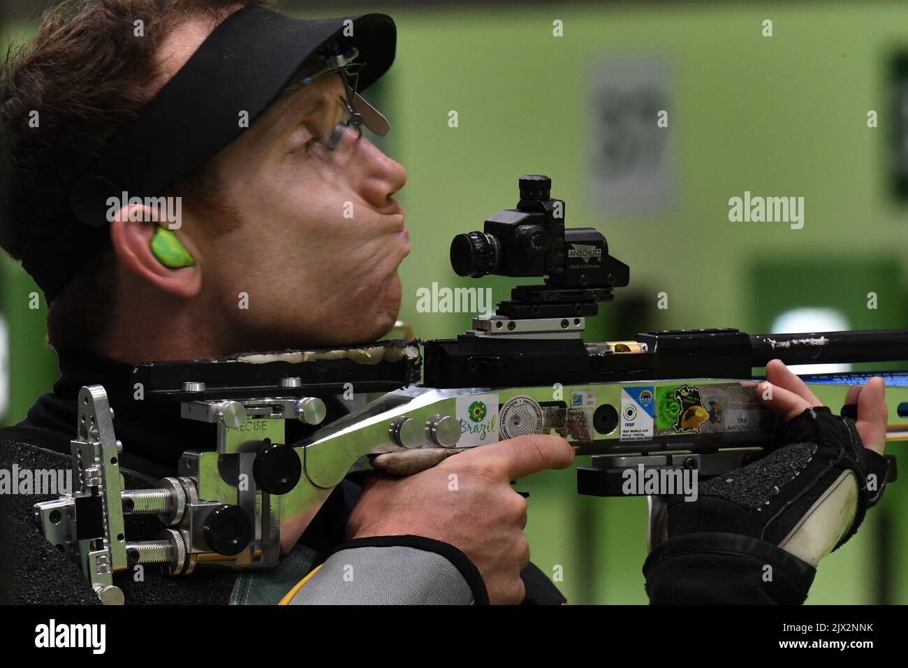 Australia's Dane Sampson competing in the Men's 10m Air Rifle ...