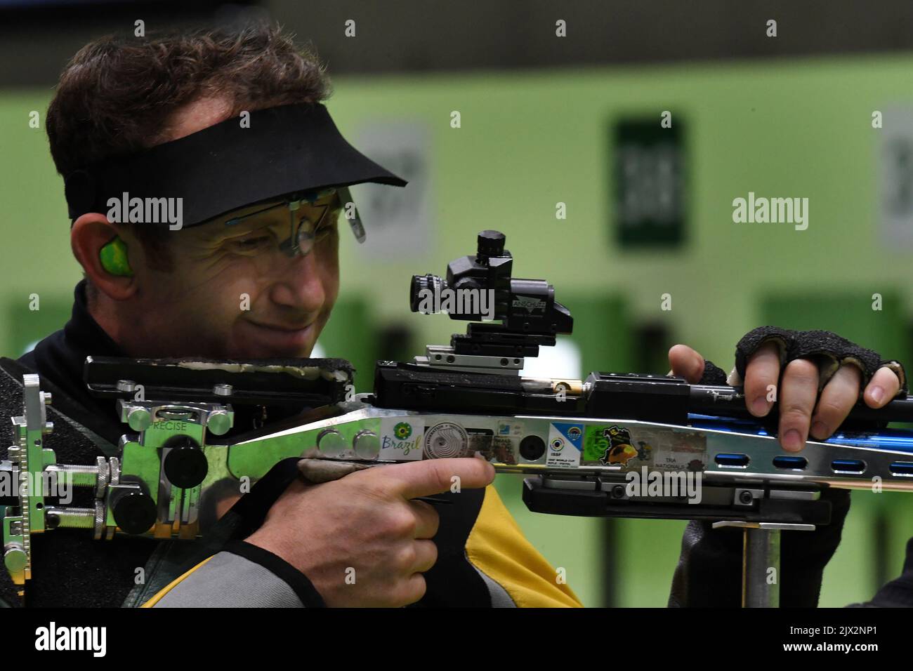 Australia's Dane Sampson competing in the Men's 10m Air Rifle ...