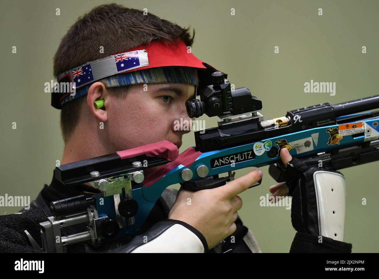 Australia's Jack Rossiter competing in the Men's 10m Air Rifle ...