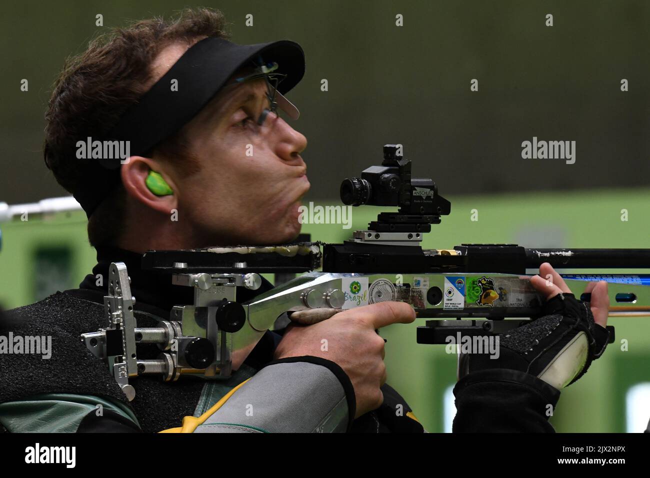 Australia's Dane Sampson competing in the Men's 10m Air Rifle ...