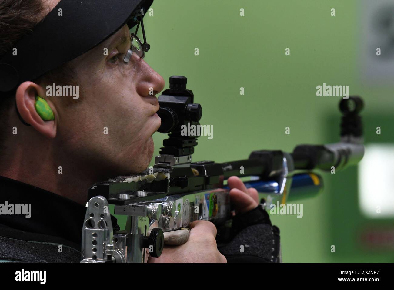 Australia's Dane Sampson competing in the Men's 10m Air Rifle ...