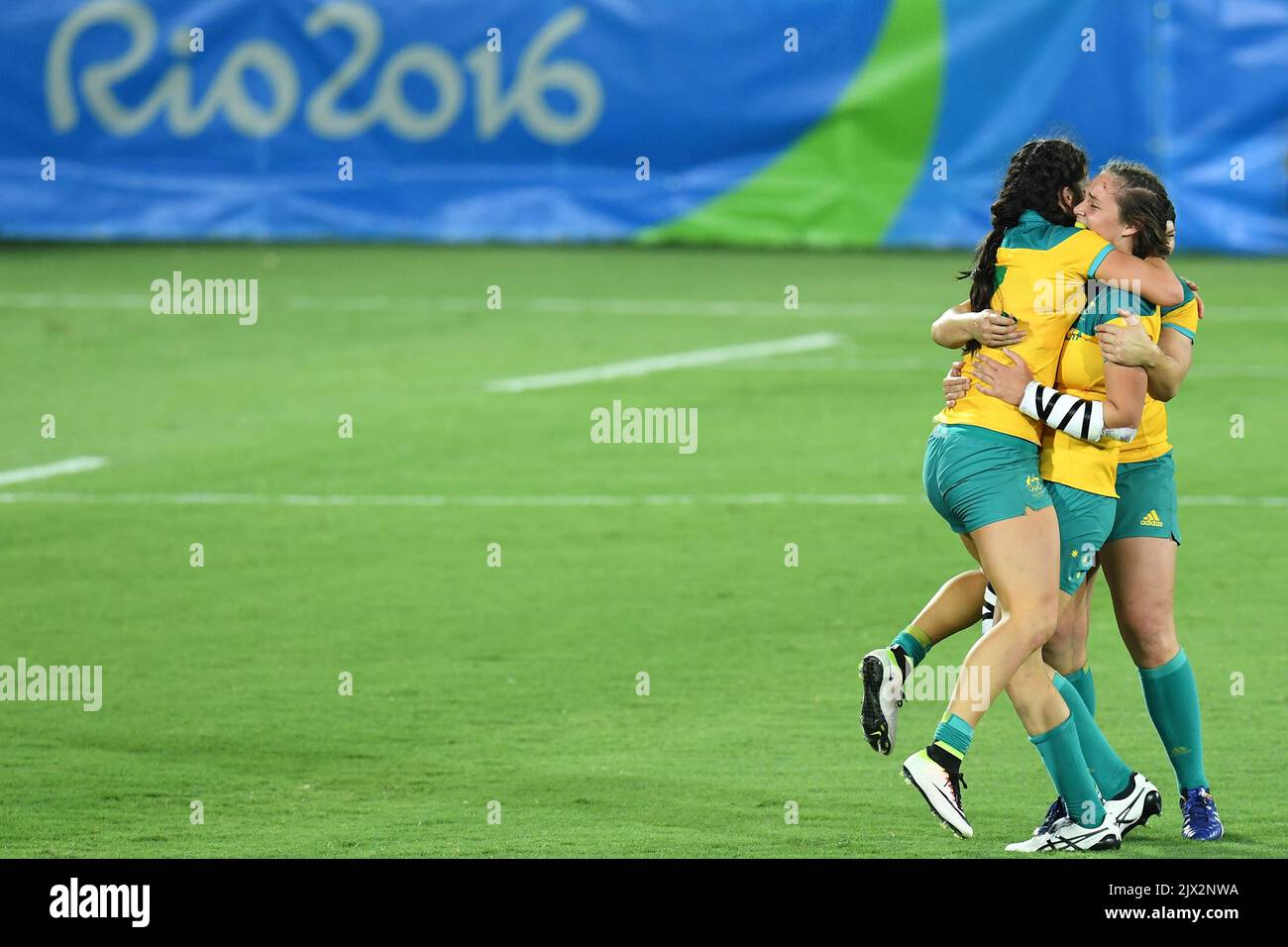 Australia's Charlotte Caslick, Sharni Williams and Chloe Dalton ...