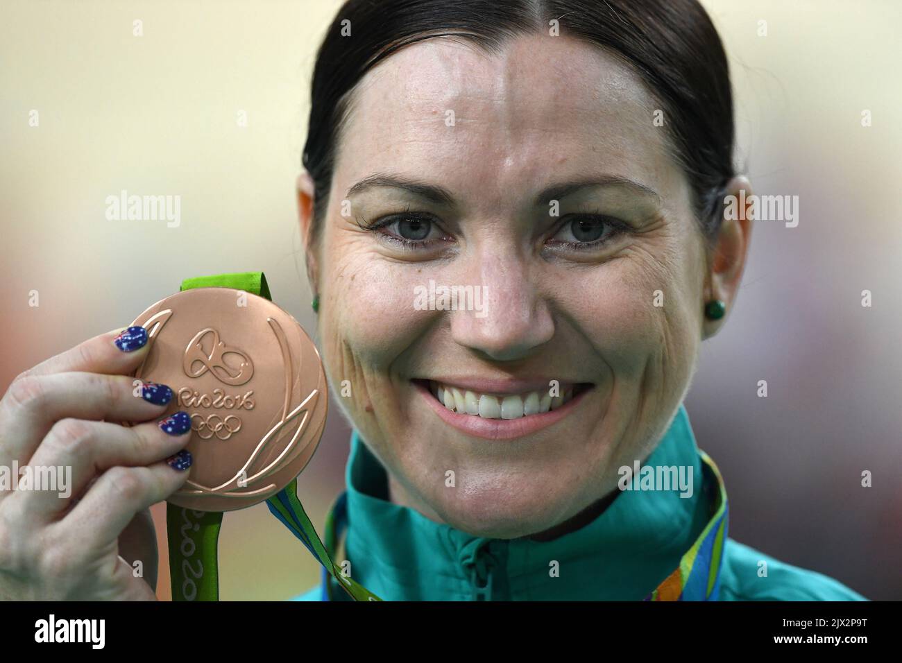 Australia's Anna Meares looks on after being presented with the bronze ...