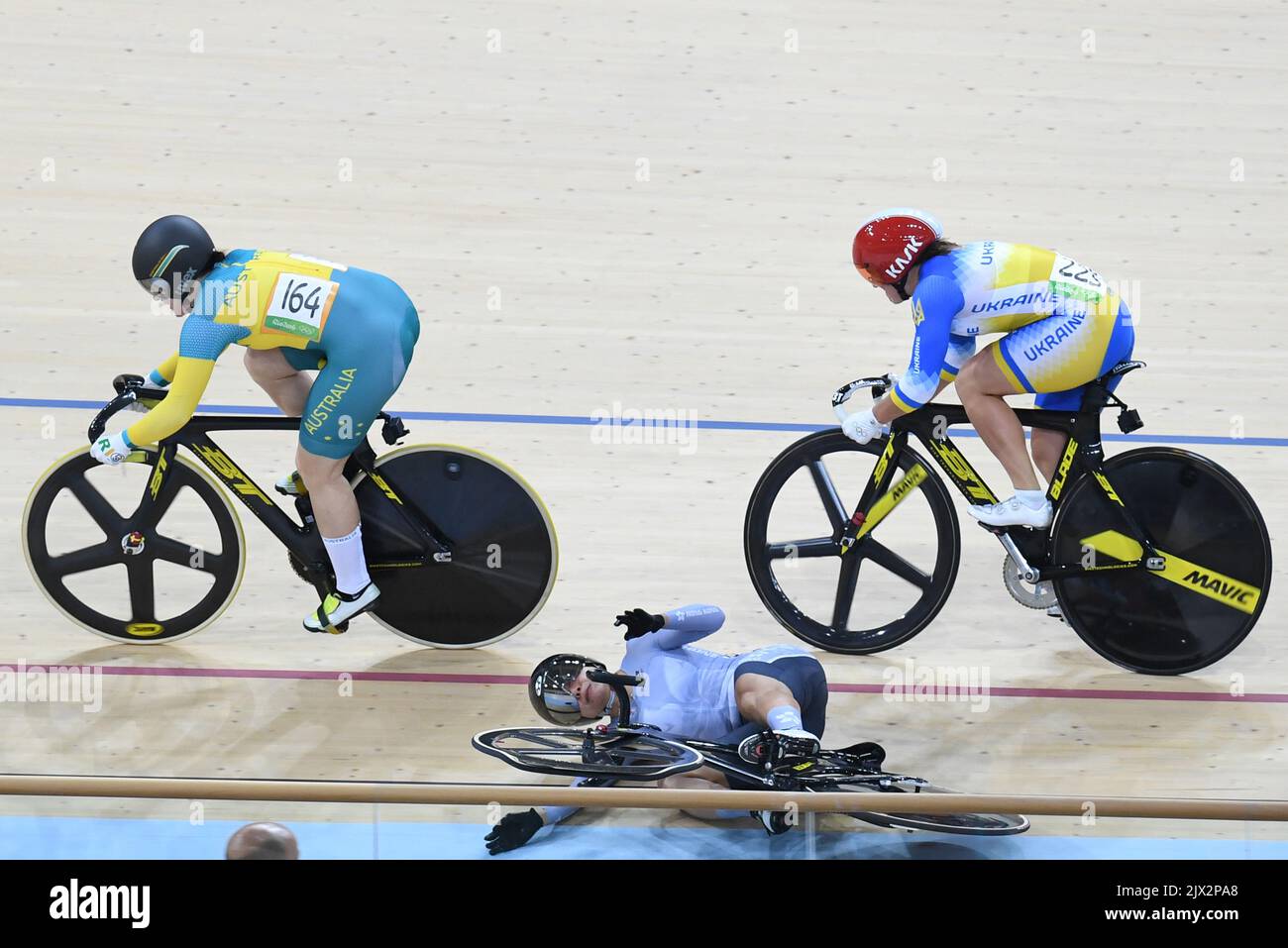 Sze Wai of Hong Kong is seen crashing out in the backbend during the ...