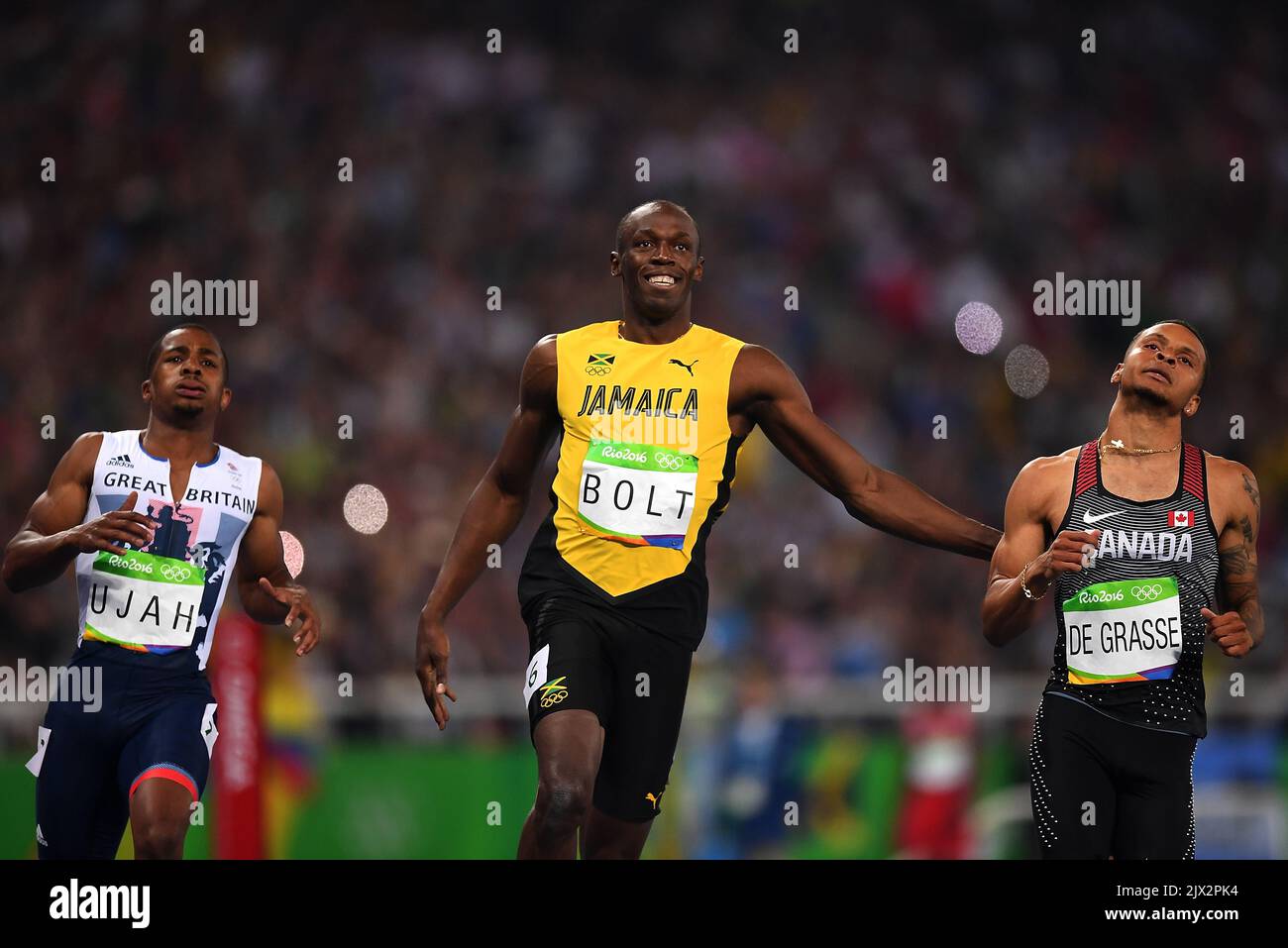 Usain Bolt of Jamaca in action during the Men's 100m Semi final 2, at ...