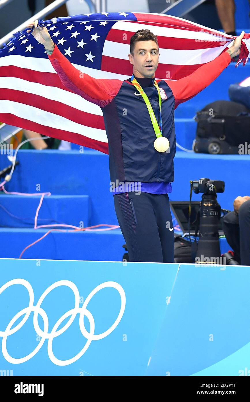 Anthony Ervin Of The United States Celebrates A Gold Placing After