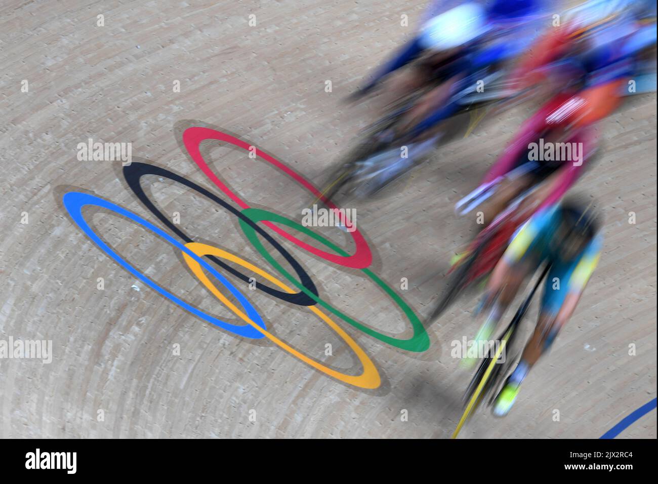 The Women's Omnium Scratch Race 16 at the Olympic Velodrome during the ...