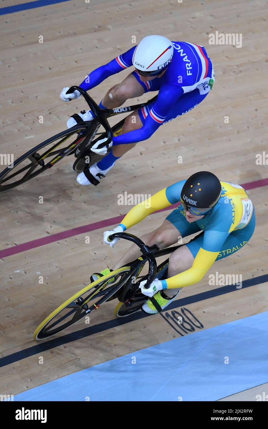 Cyclist Anna Meares of Australia competing in the Women's Sprint ...