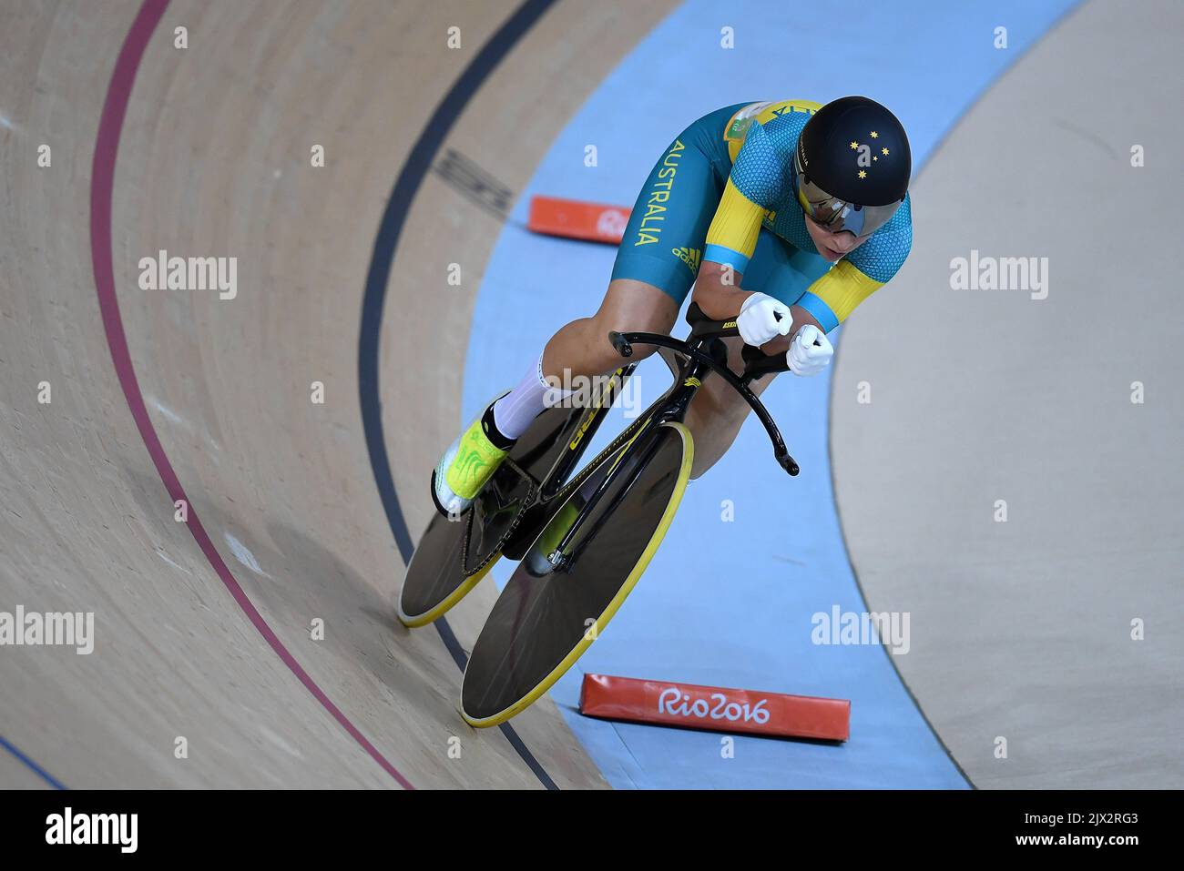 Cyclist Annette Edmondson of Australia competing in the Women's Omnium ...