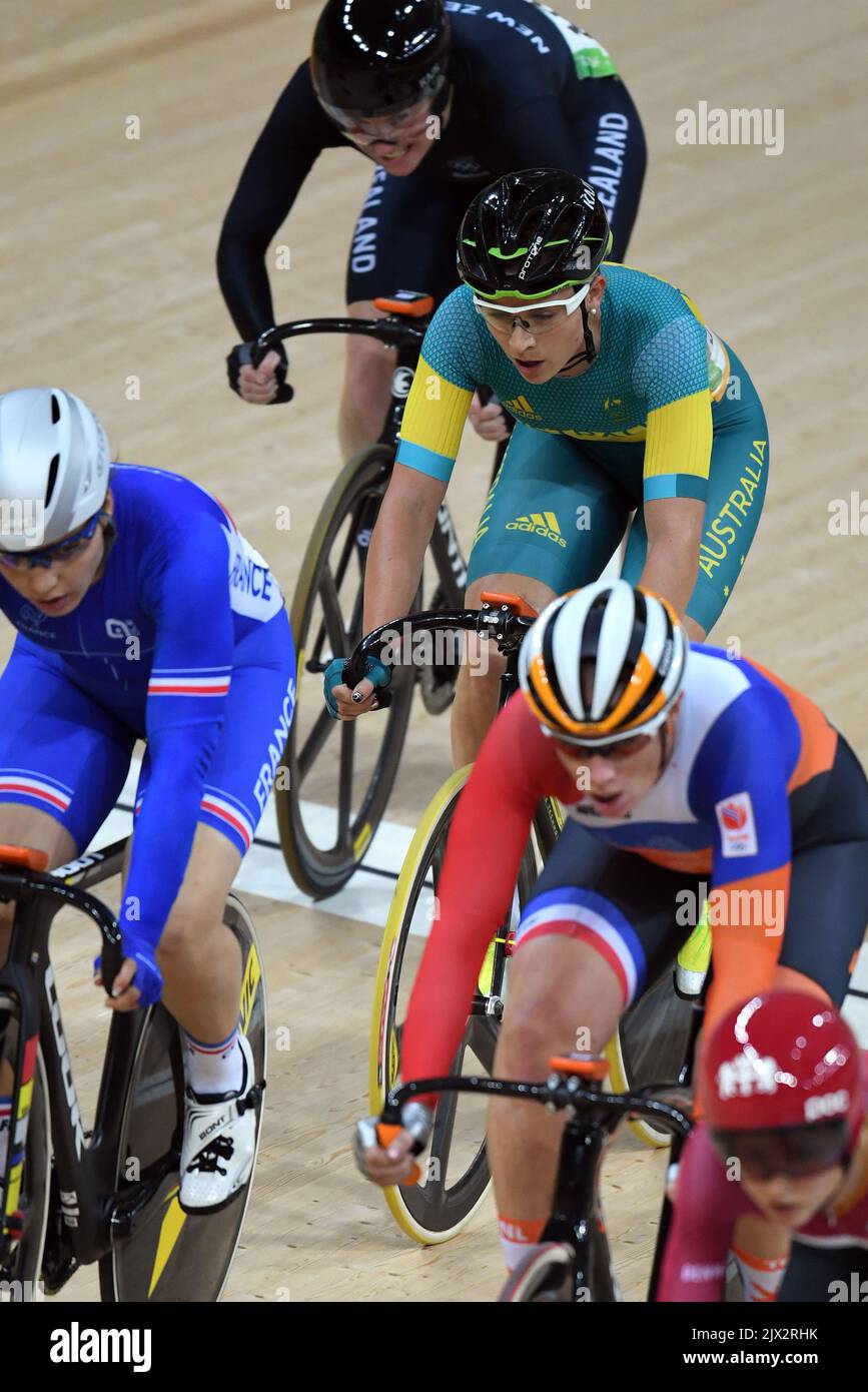 Cyclist Annette Edmondson of Australia competing in the Women's Omnium ...