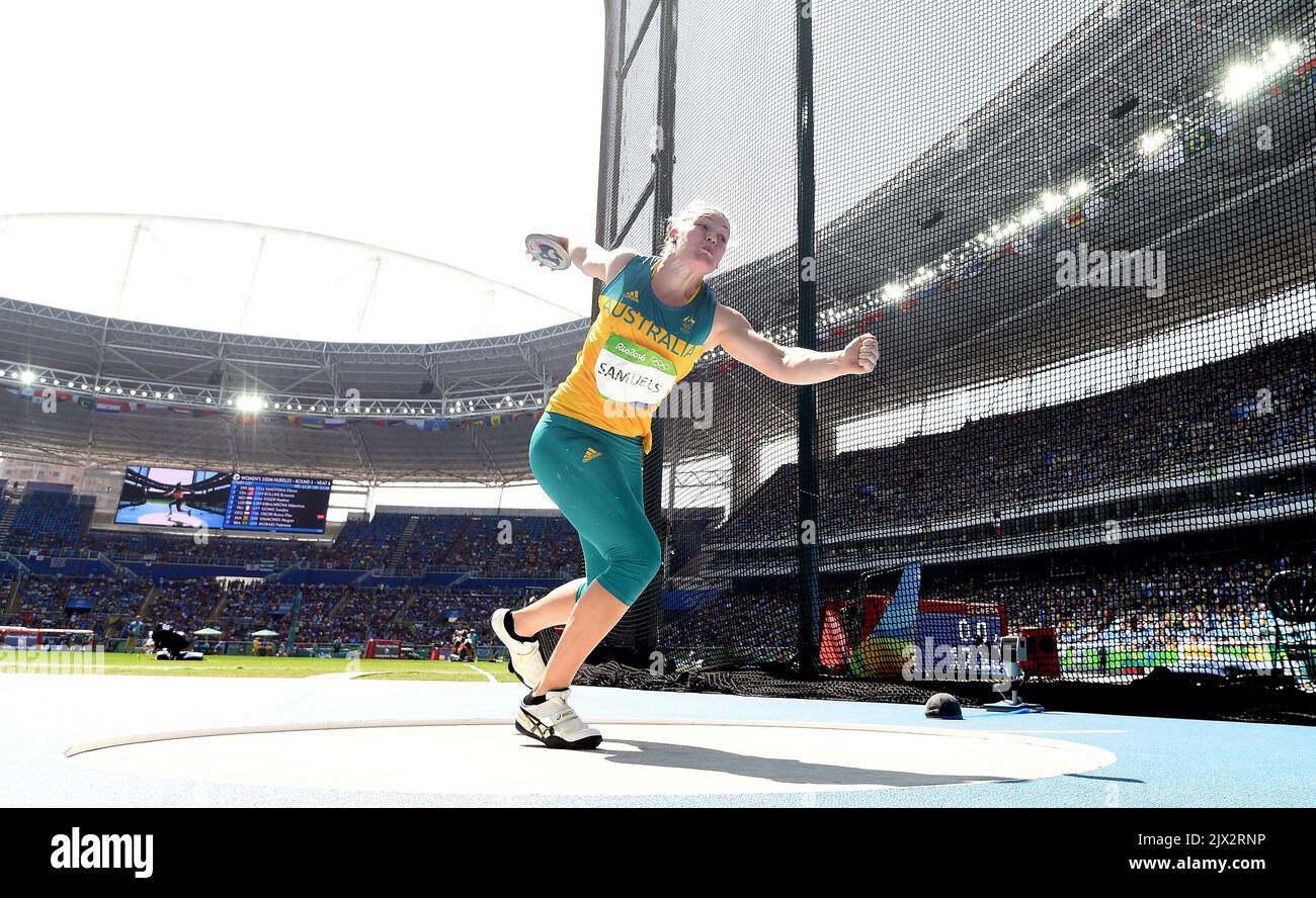 Australia's Dani Samuels is seen during the final of the Women's Discus ...