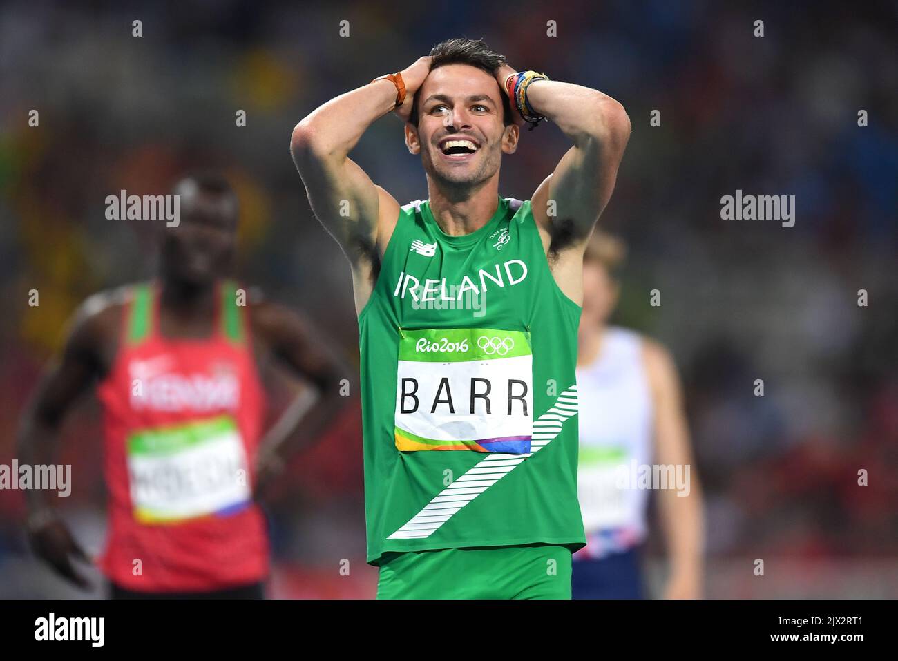 Thomas Barr of Ireland reacts after winning the Men's 400m Hurdles ...