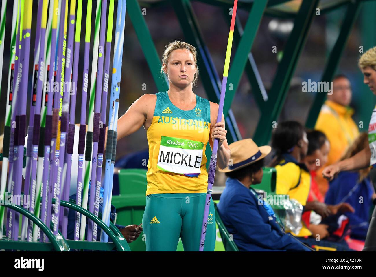 Kim Mickle of Australia competing in the Women's Javelin Throw ...
