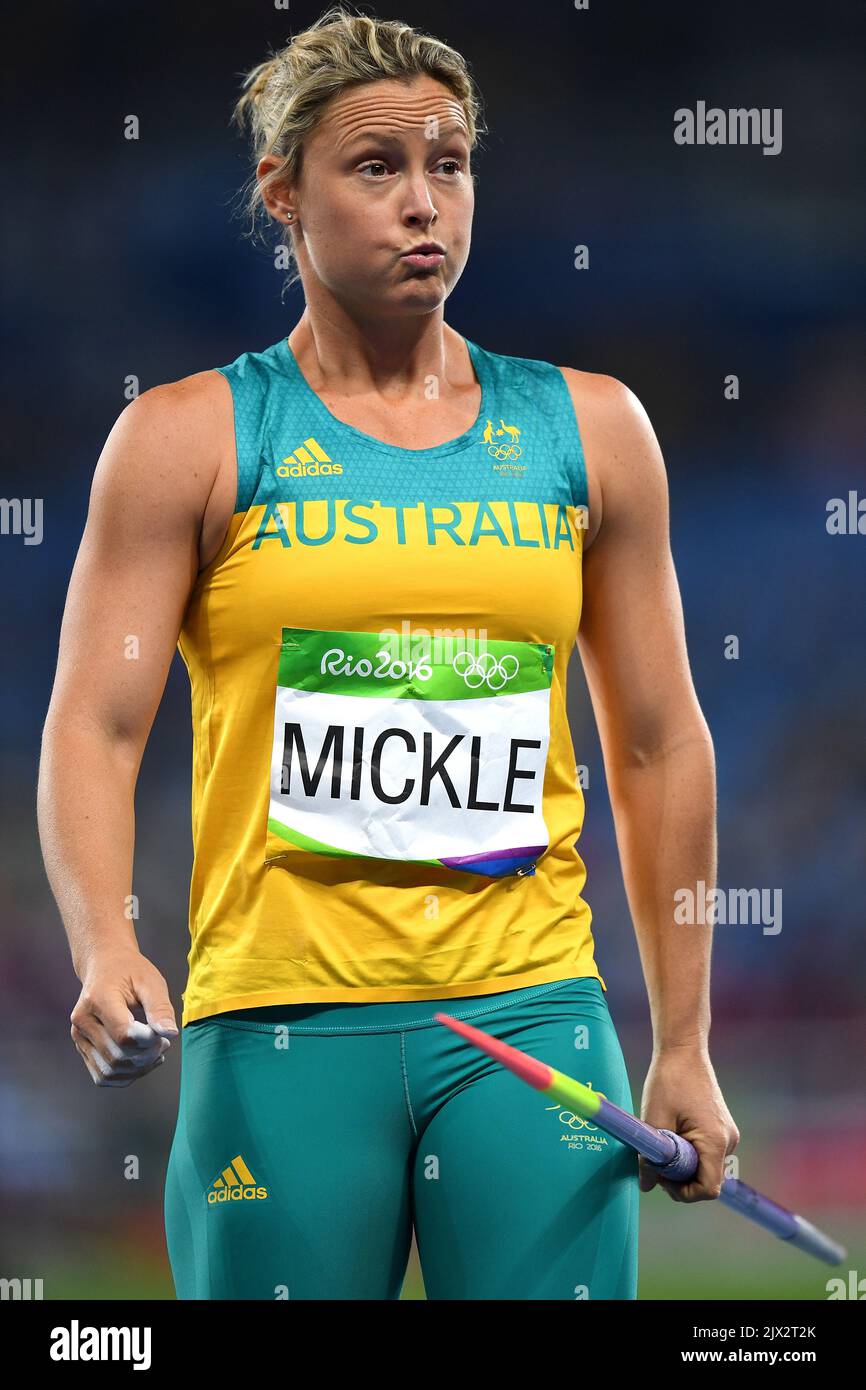 Kim Mickle of Australia competing in the Women's Javelin Throw ...