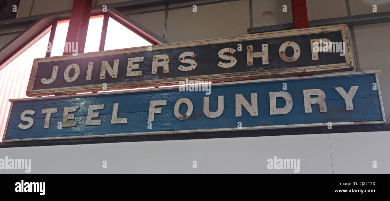 Signs, for Joiners Shop, Steel Foundry Stock Photo - Alamy
