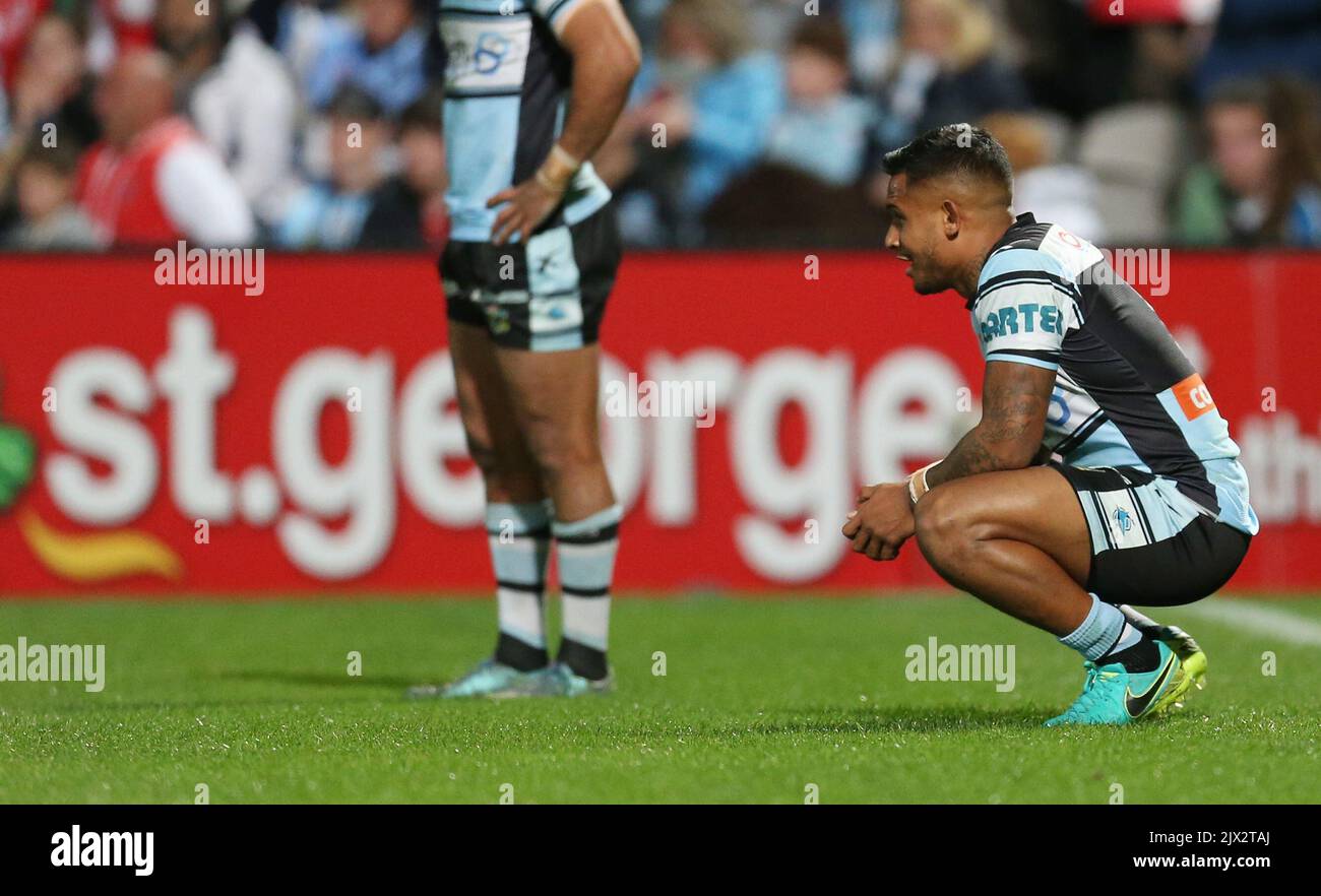 Ben Barba of the Sharks at full time of the Round 23 NRL match between ...