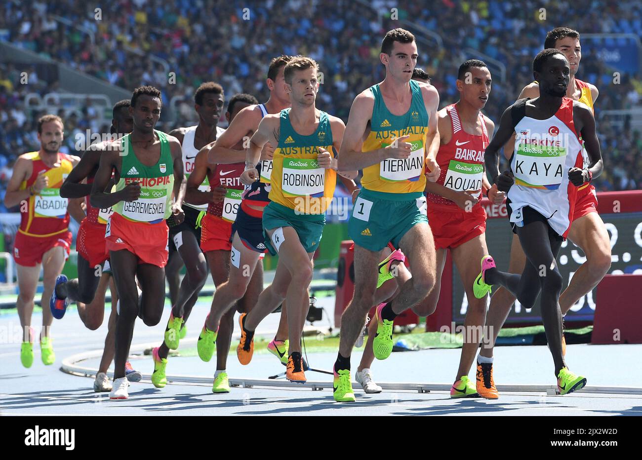 Australia's Patrick Tiernan and Brett Robinson compete in heat two of ...