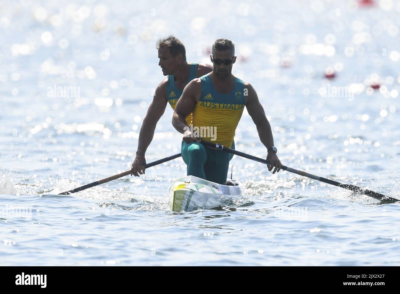 Ferenc Szekszardi and Martin Marinov of Australia in action during the ...