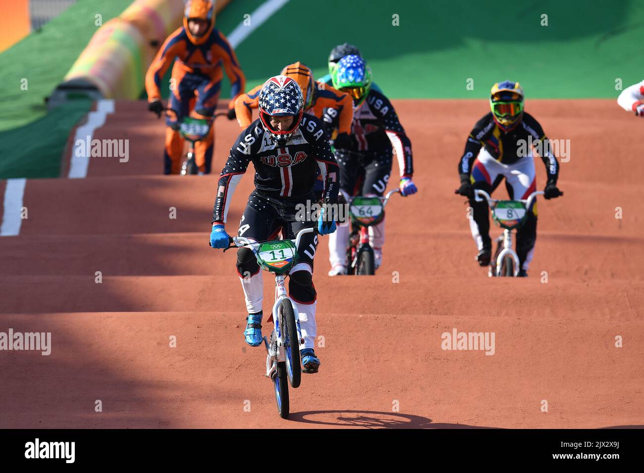 Connor Fields of the USA heads to the finish line to win the gold medal ...