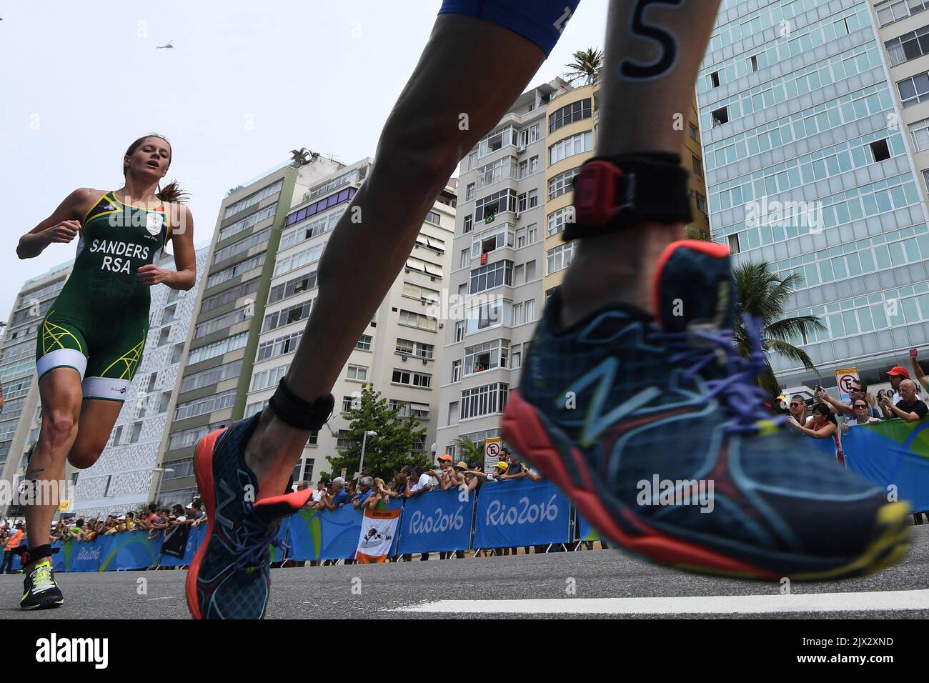 South Africa's Gillian Sanders during the run leg of the Women's ...