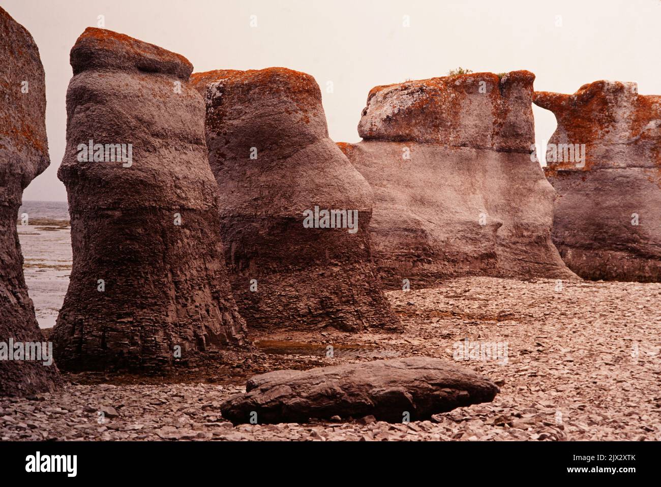Monoliths on Ile Quarry, Mingan Archipelago, Quebec, Canada Stock Photo ...