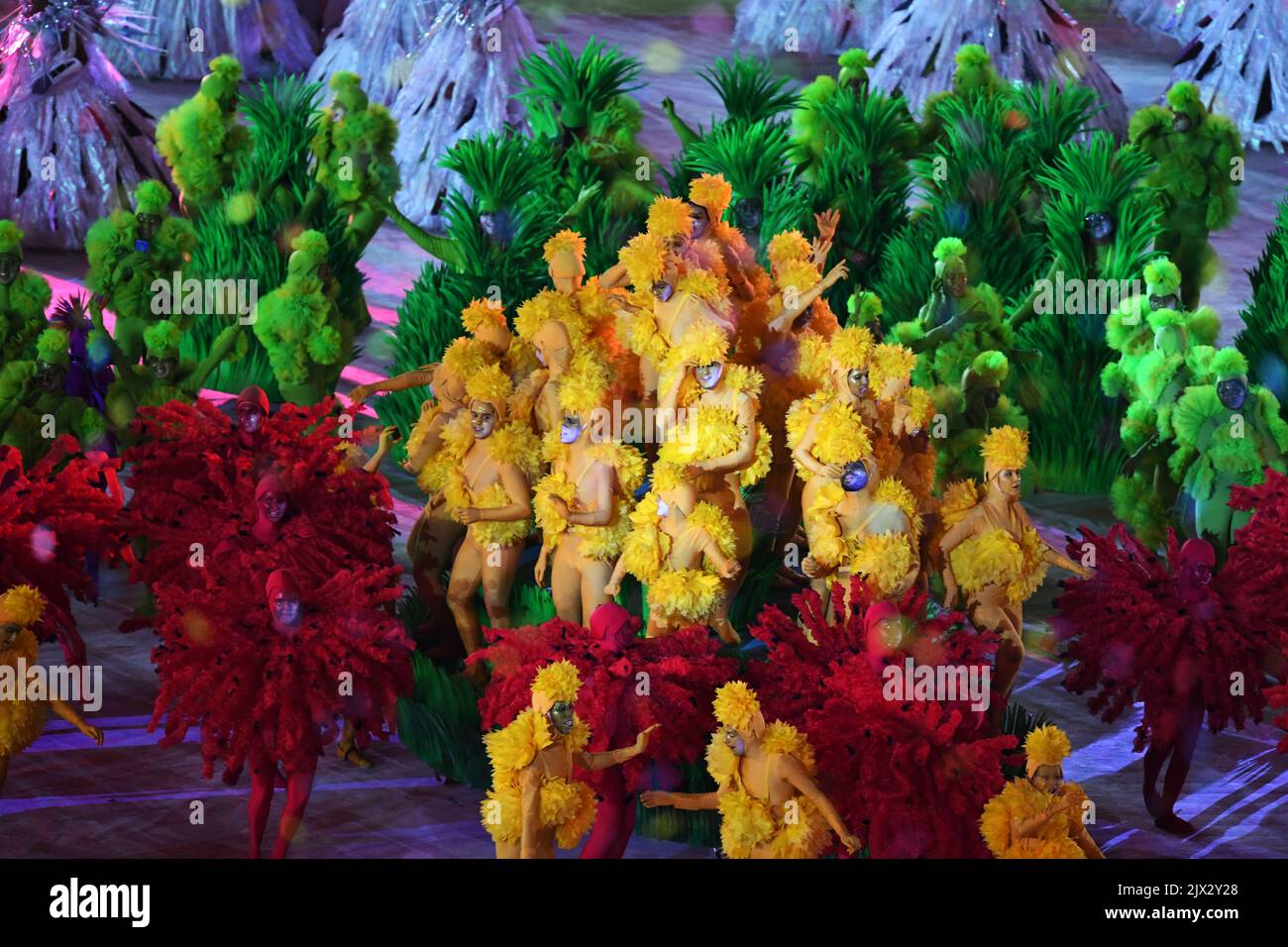 Artists perform during the closing ceremony at Maracana Stadium, on day ...