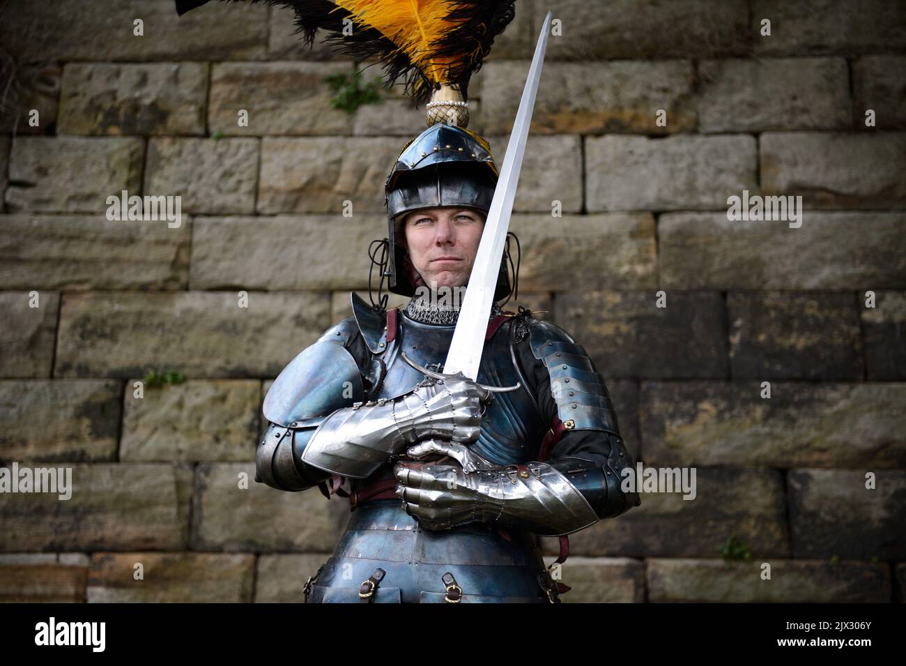 Two time World medieval jousting champion Rod Walker poses for a ...