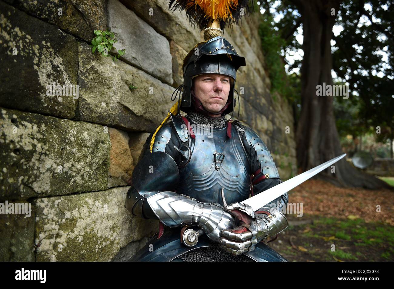 Two time World medieval jousting champion Rod Walker poses for a ...