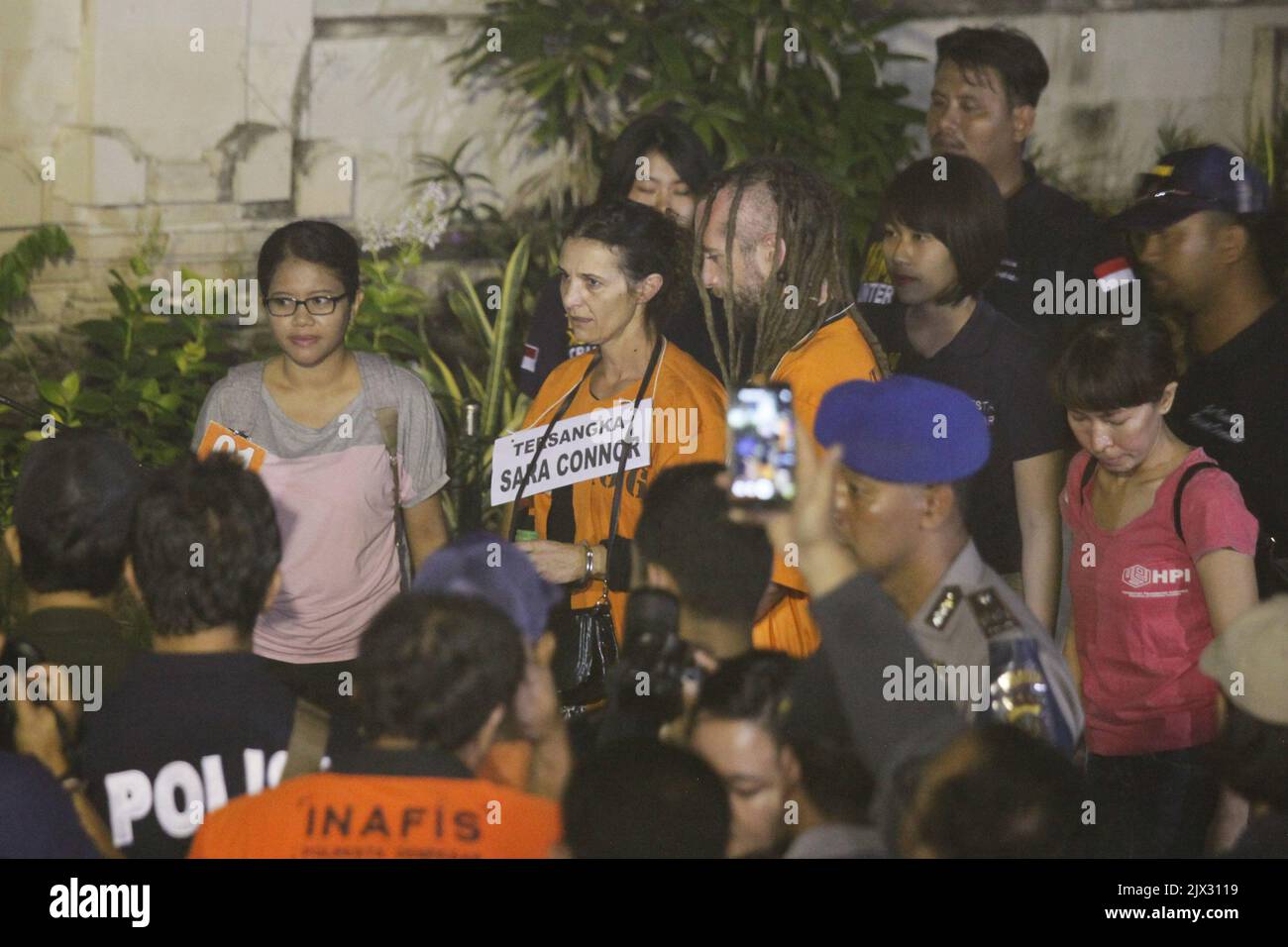 Australian woman Sara Connor during a reenactment of a scene on Kuta ...