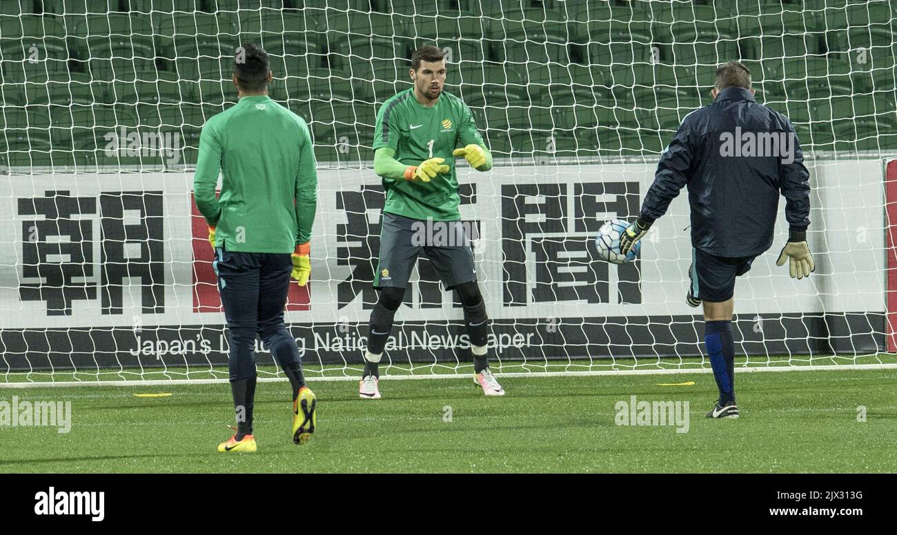 Socceroos Goalkeeper Mathew "Maty" Ryan in training prior to Thursday ...