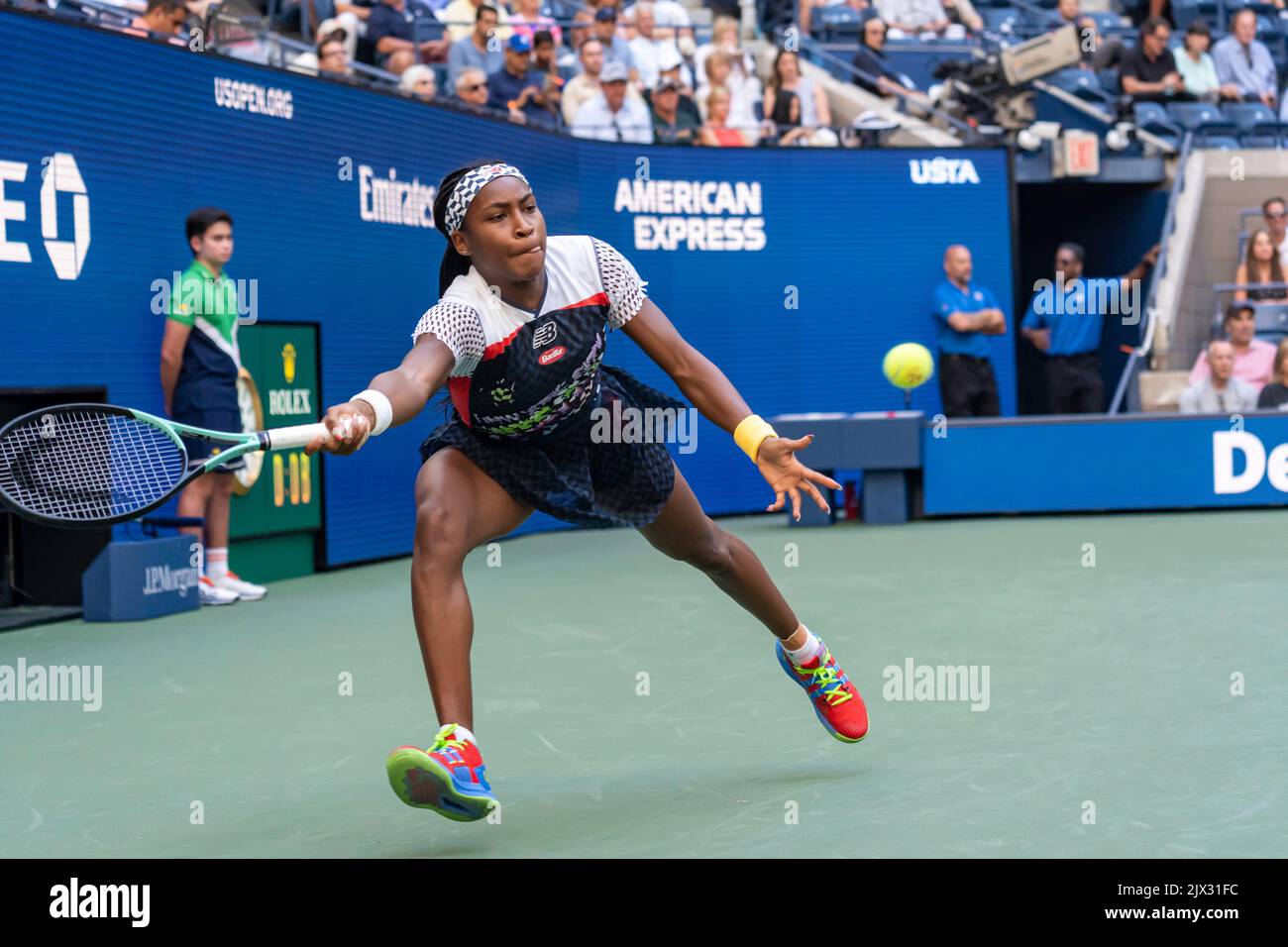 Coco Gauff (USA) competing in R3 at the 2022 US Open on September 2 ...