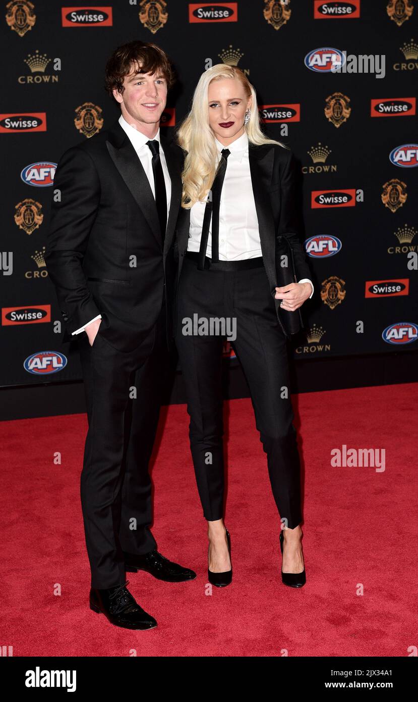 Liam Picken and Annie Nolan arrive at the 2016 Brownlow Medal Count at ...