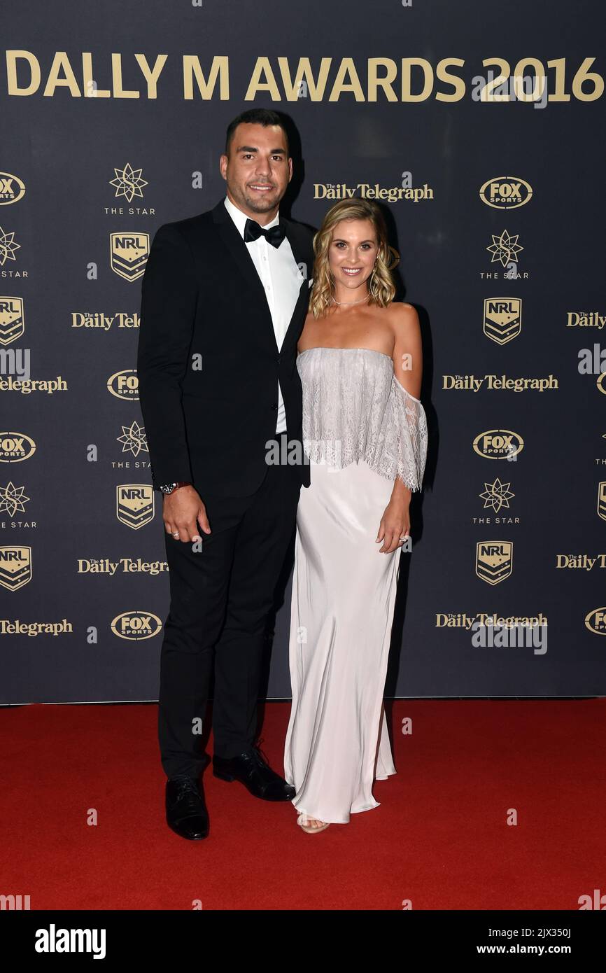 Gold Coast Titans NRL player Ryan James and wife Ana arrive for the ...