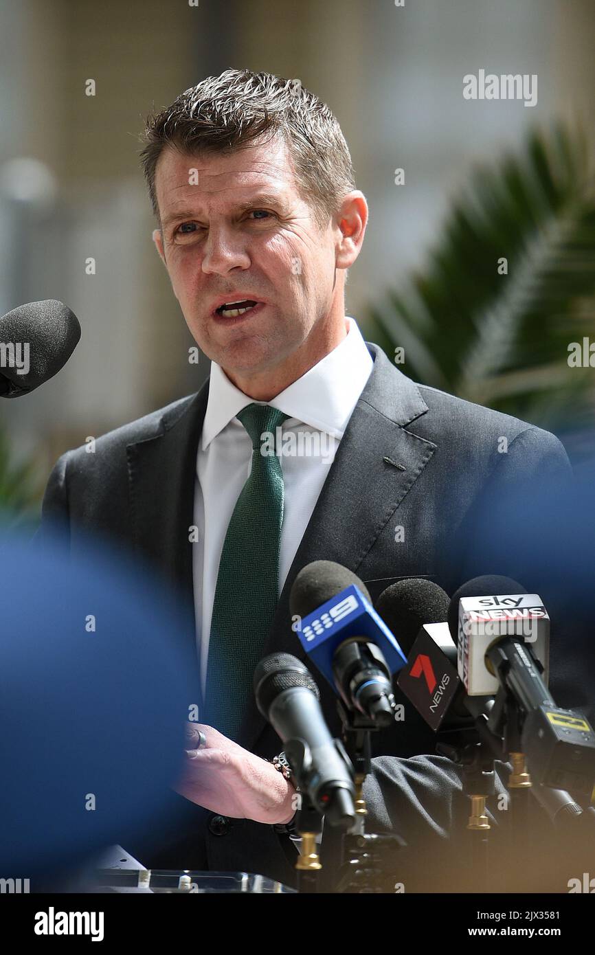 NSW Premier Mike Baird speaks at a dedication ceremony at NSW Police ...
