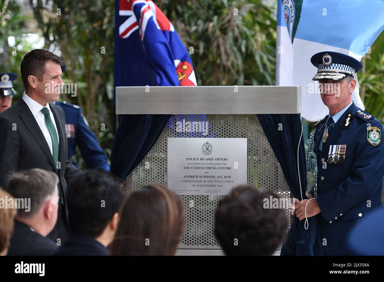 NSW Premier Mike Baird, (left), and Police Commissioner Andrew Scipione ...