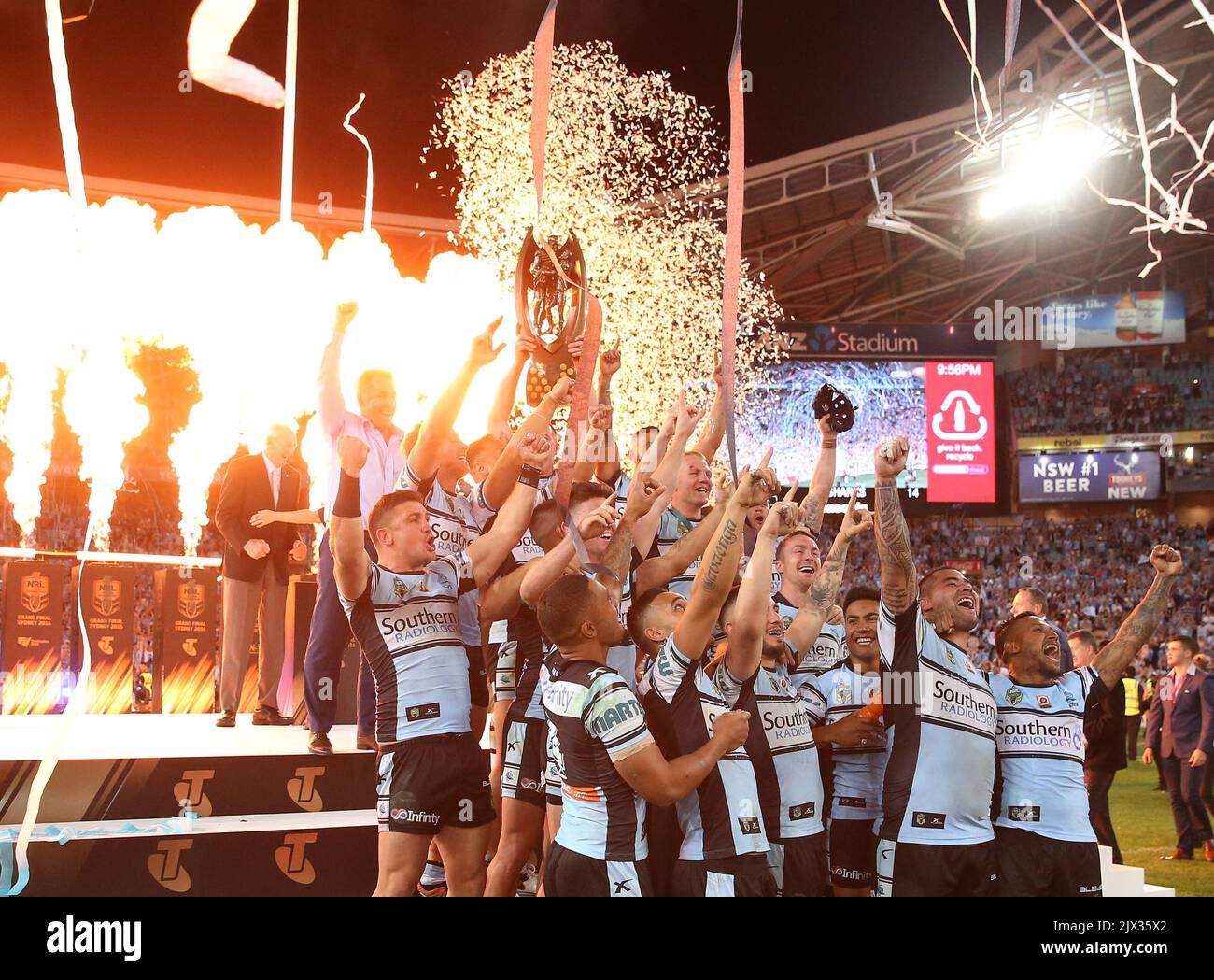 Cronulla Sutherland Sharks lift the trophy after the NRL Grand Final ...